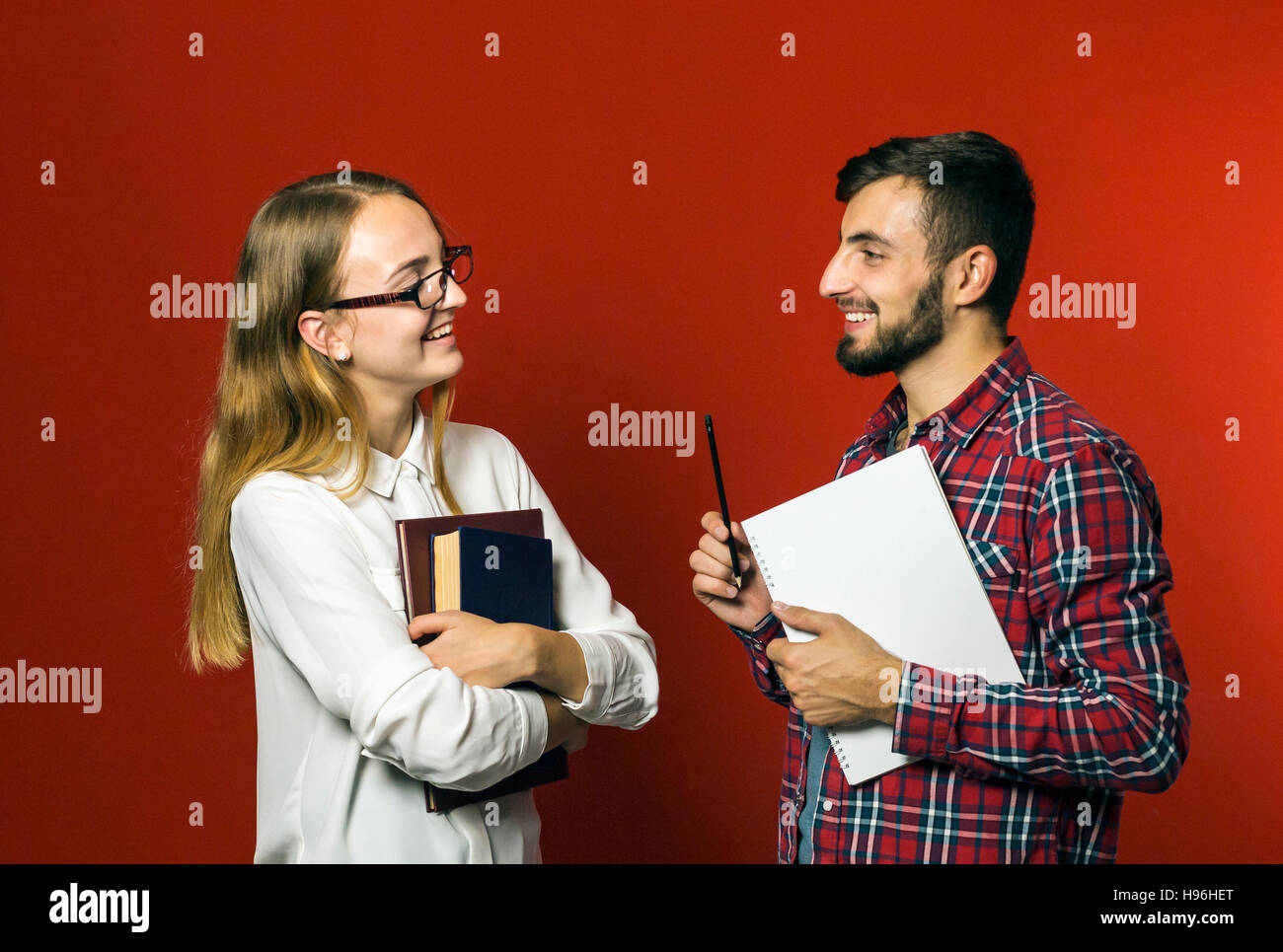 Two Students Have a Friendly Discussion Stock Photo - Alamy