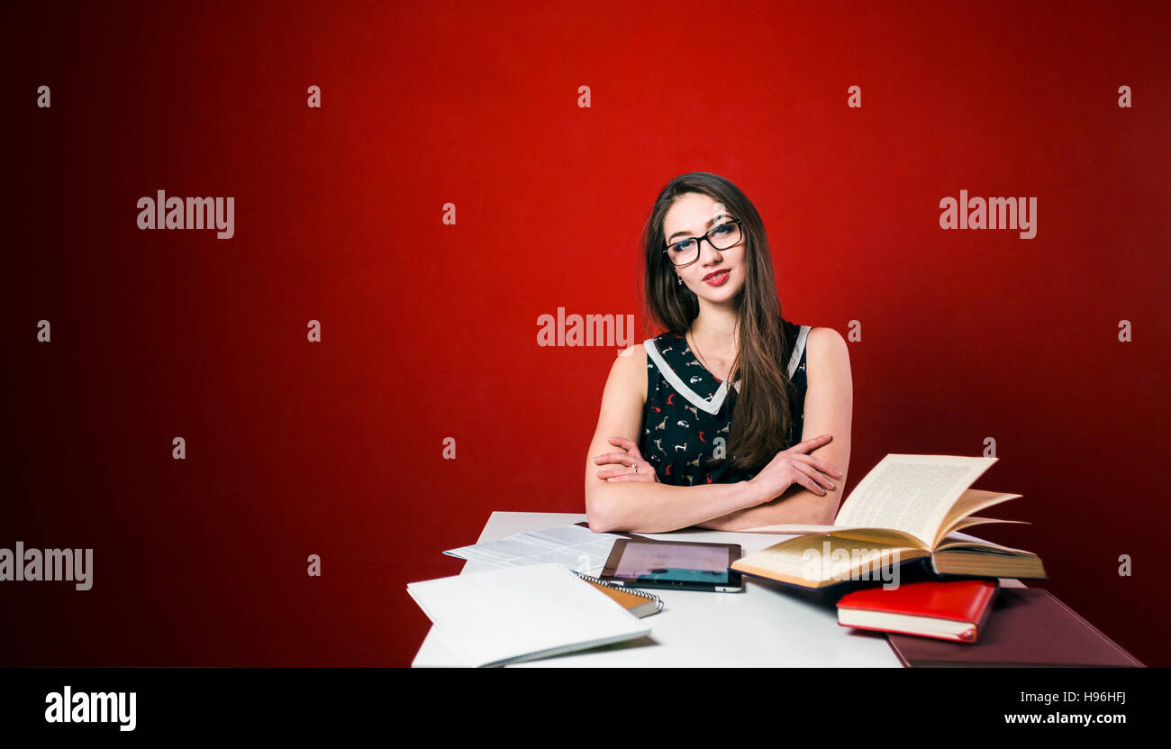 Attractive Thoughtful Brunette Student Girl Stock Photo - Alamy Attractive Thoughtful Brunette Student Girl Stock Photo - Alamy