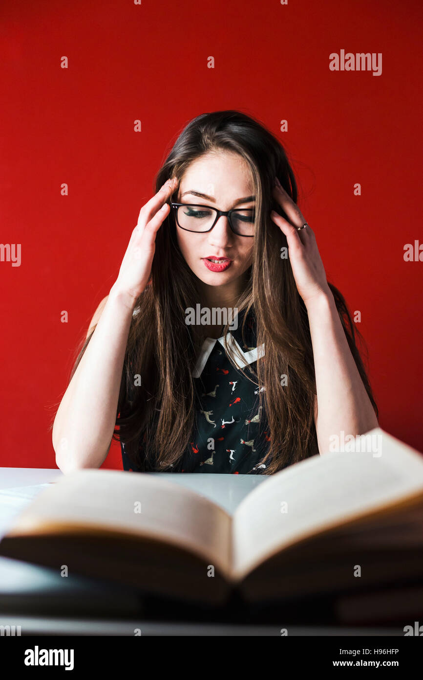 Attractive Thoughtful Brunette Student Girl Stock Photo - Alamy Attractive Thoughtful Brunette Student Girl Stock Photo - Alamy