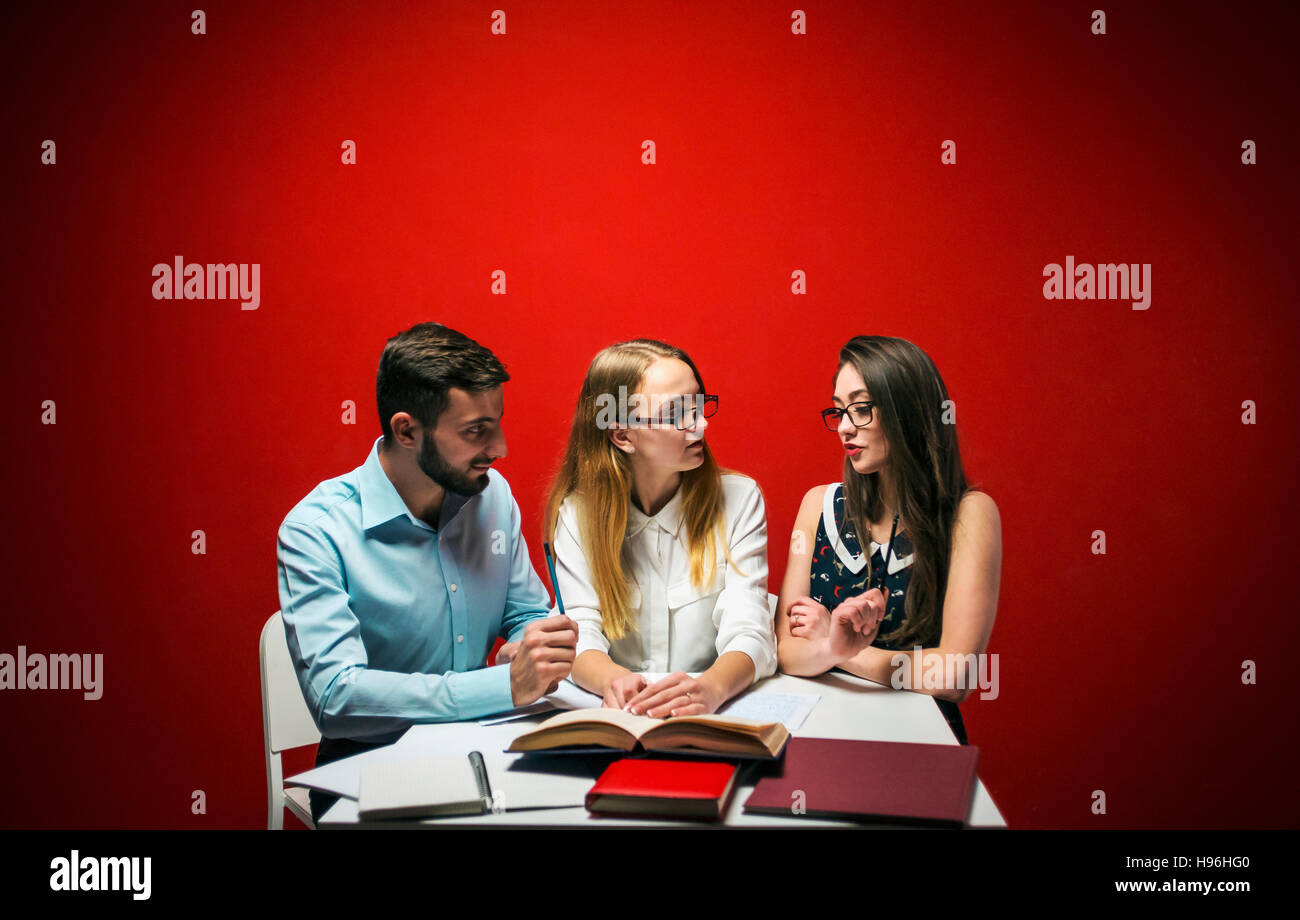Group of Students Have a Friendly Study Discussion Stock Photo - Alamy