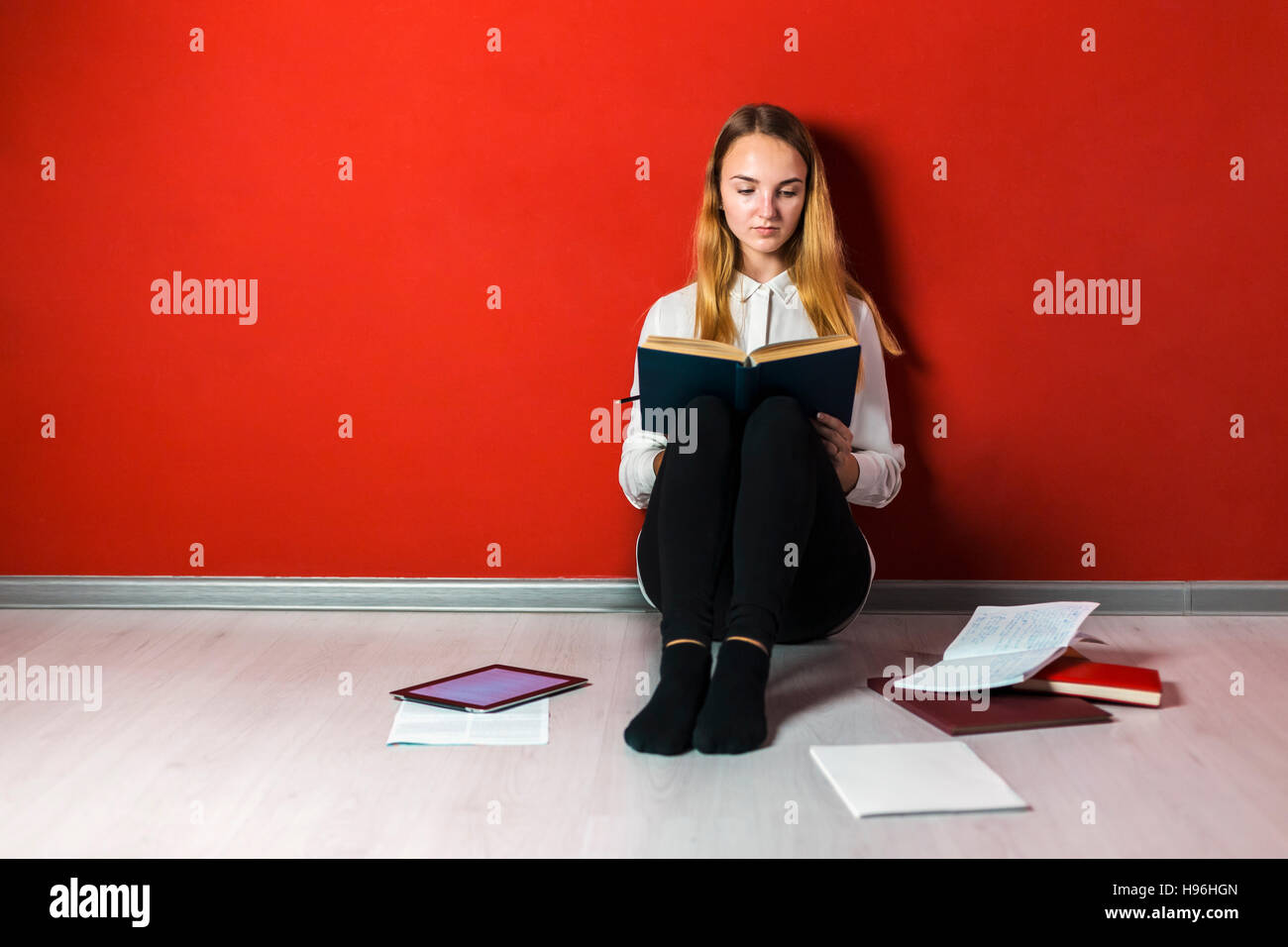 Persistent Young Student Girl Studying Stock Photo - Alamy