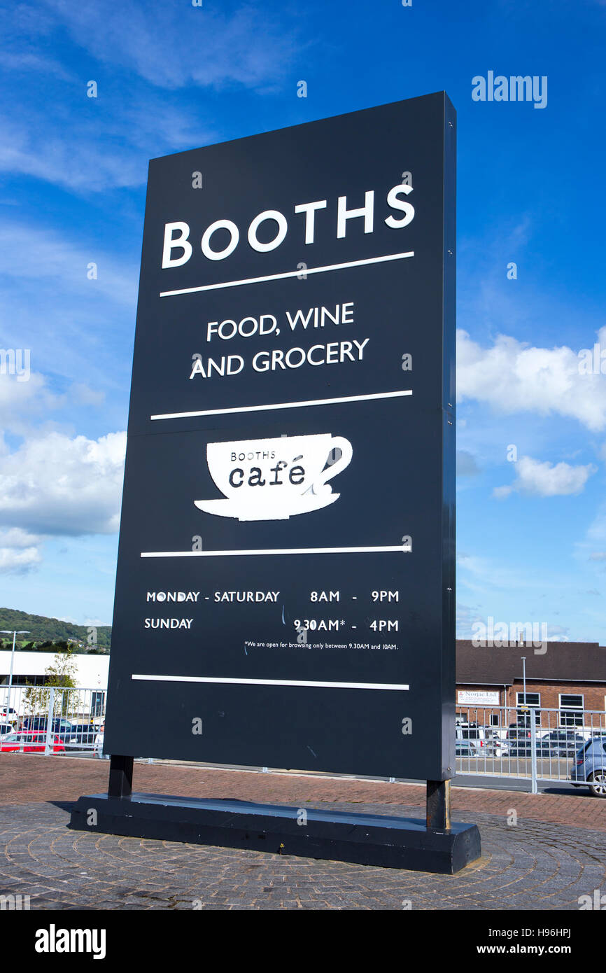 Booths Supermarket shopping sign in Carnforth Lancashire UK Stock Photo ...