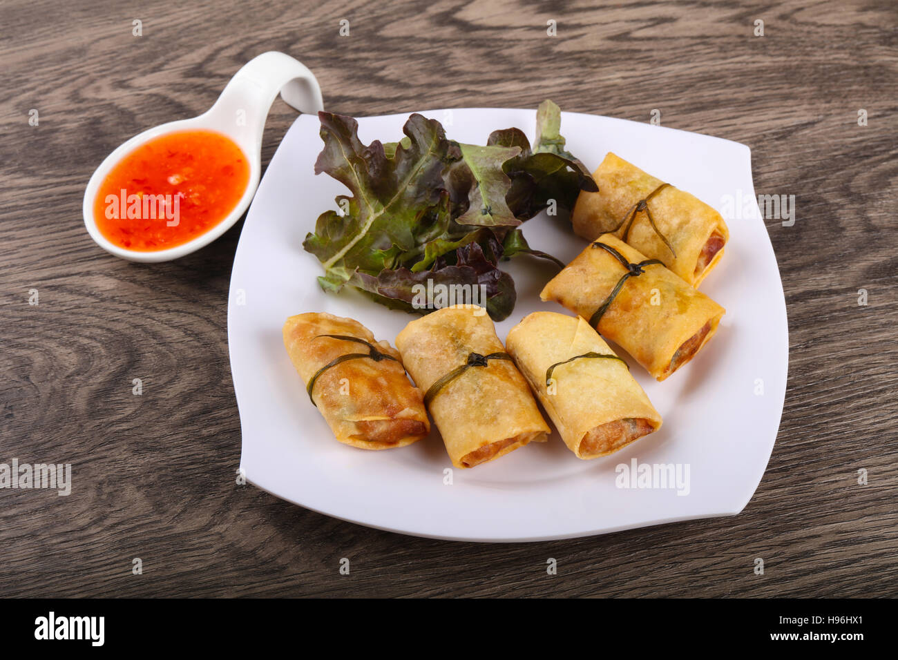 Traditional Asian spring roll with shrimps and vegetables Stock Photo ...