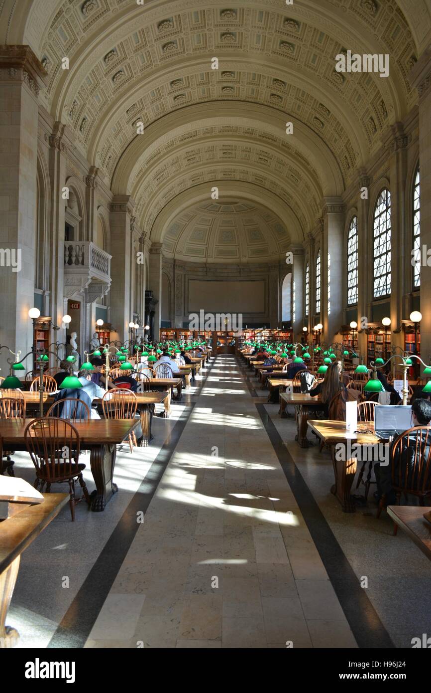 The iconic Bates Hall in the Boston Public Library in Copley Square ...