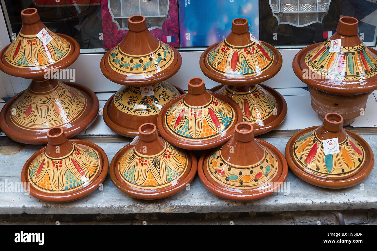 Moroccan Tangine Cooking pots in Genoa Italy Stock Photo - Alamy