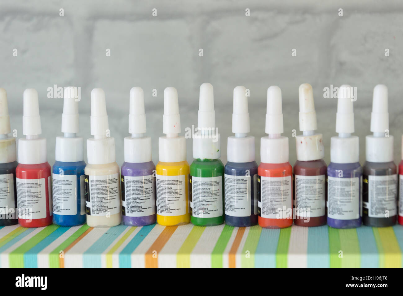 Big colored set of Tattoo Ink Bottles Stock Photo - Alamy