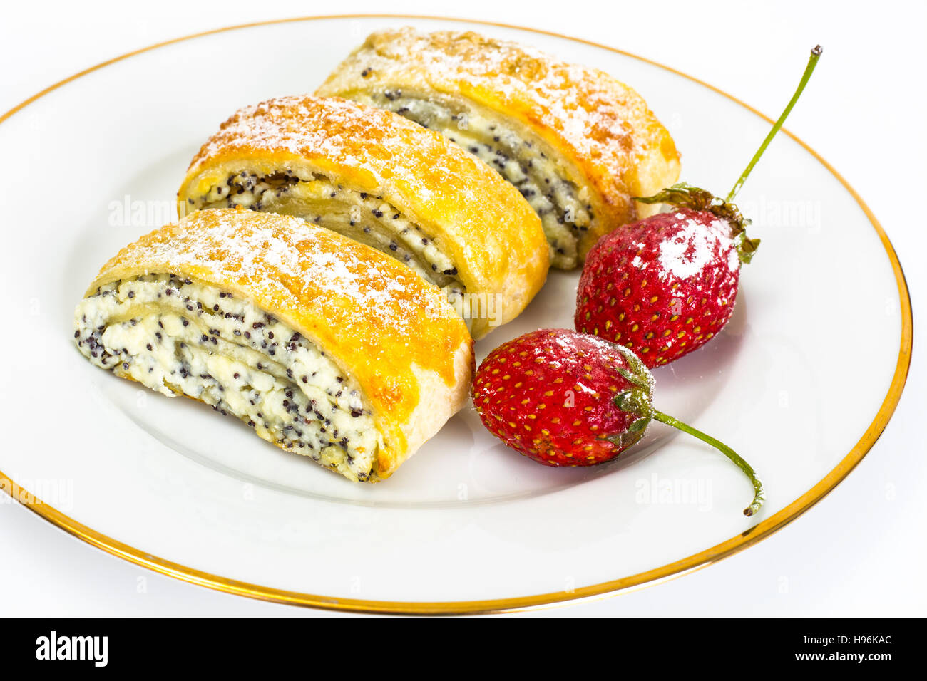 Bun puff pastry with cheese filling on a white. Studio Photo Stock ...