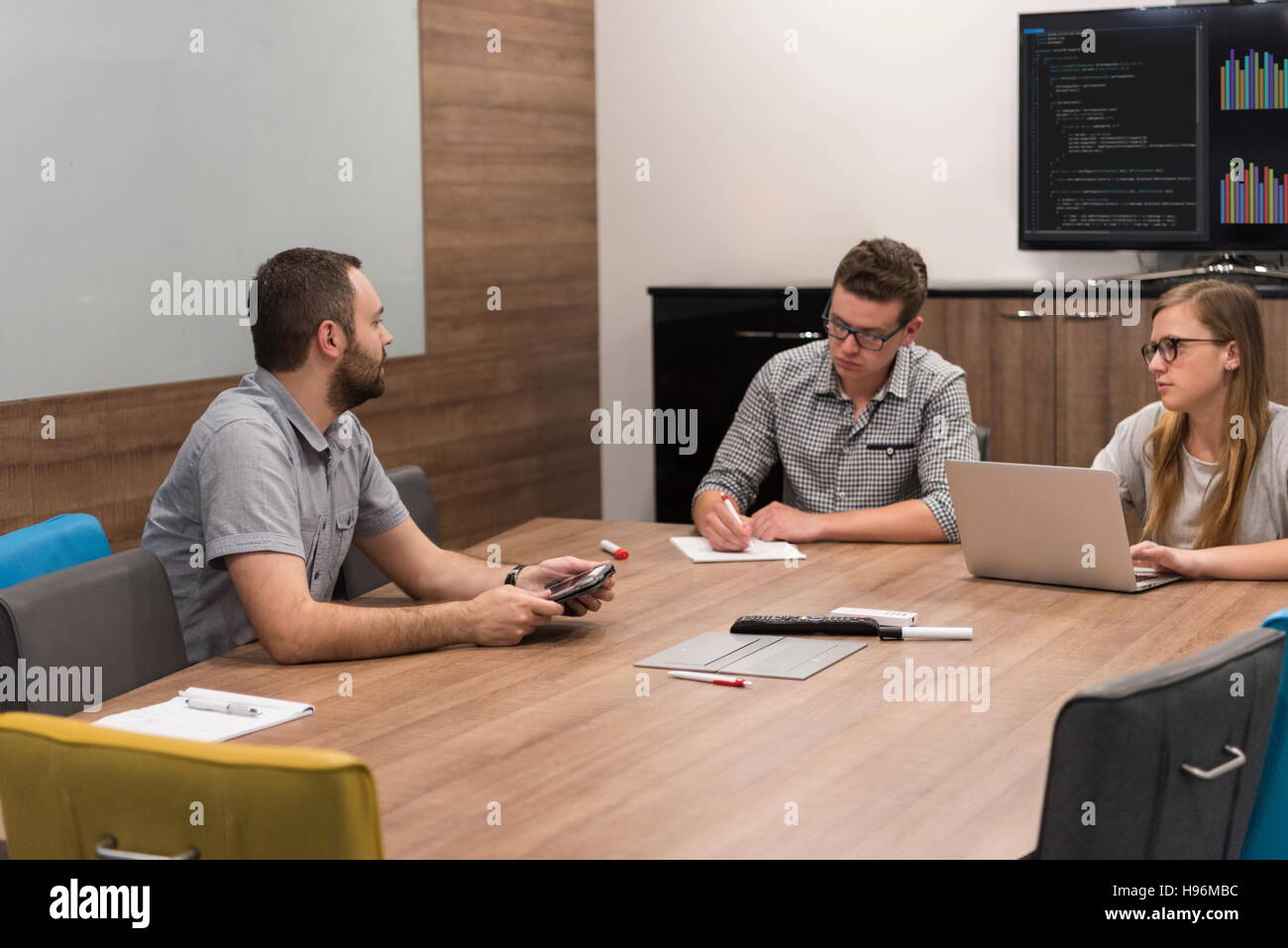 startup business team brainstorming on meeting working on laptop and ...