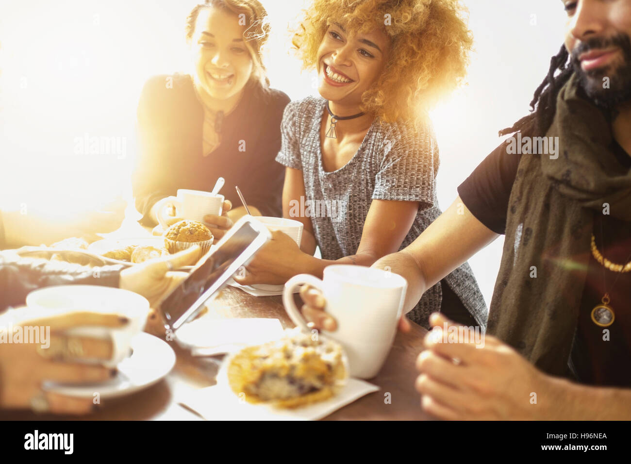 Group of friends in cafe Stock Photo - Alamy