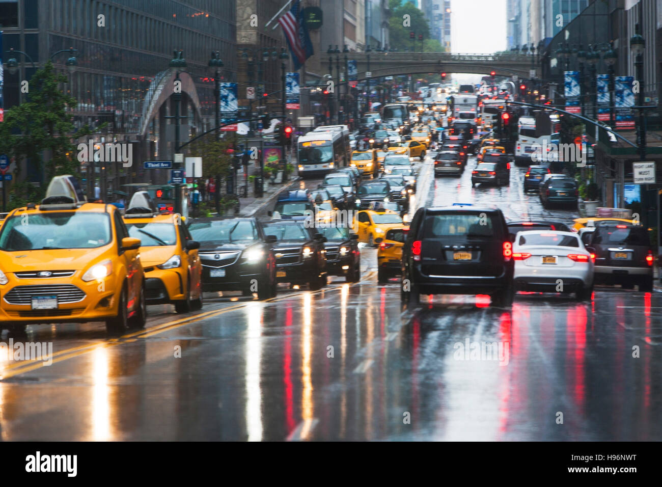USA, New York State, New York City, Manhattan, Car traffic Stock Photo ...