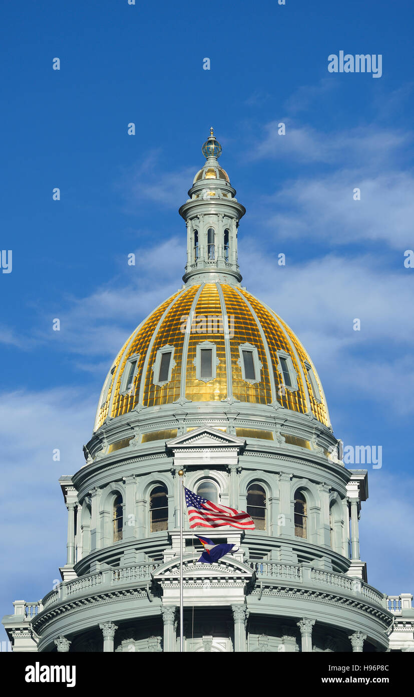 USA, Colorado, Denver, Capitol State building against blue sky Stock ...