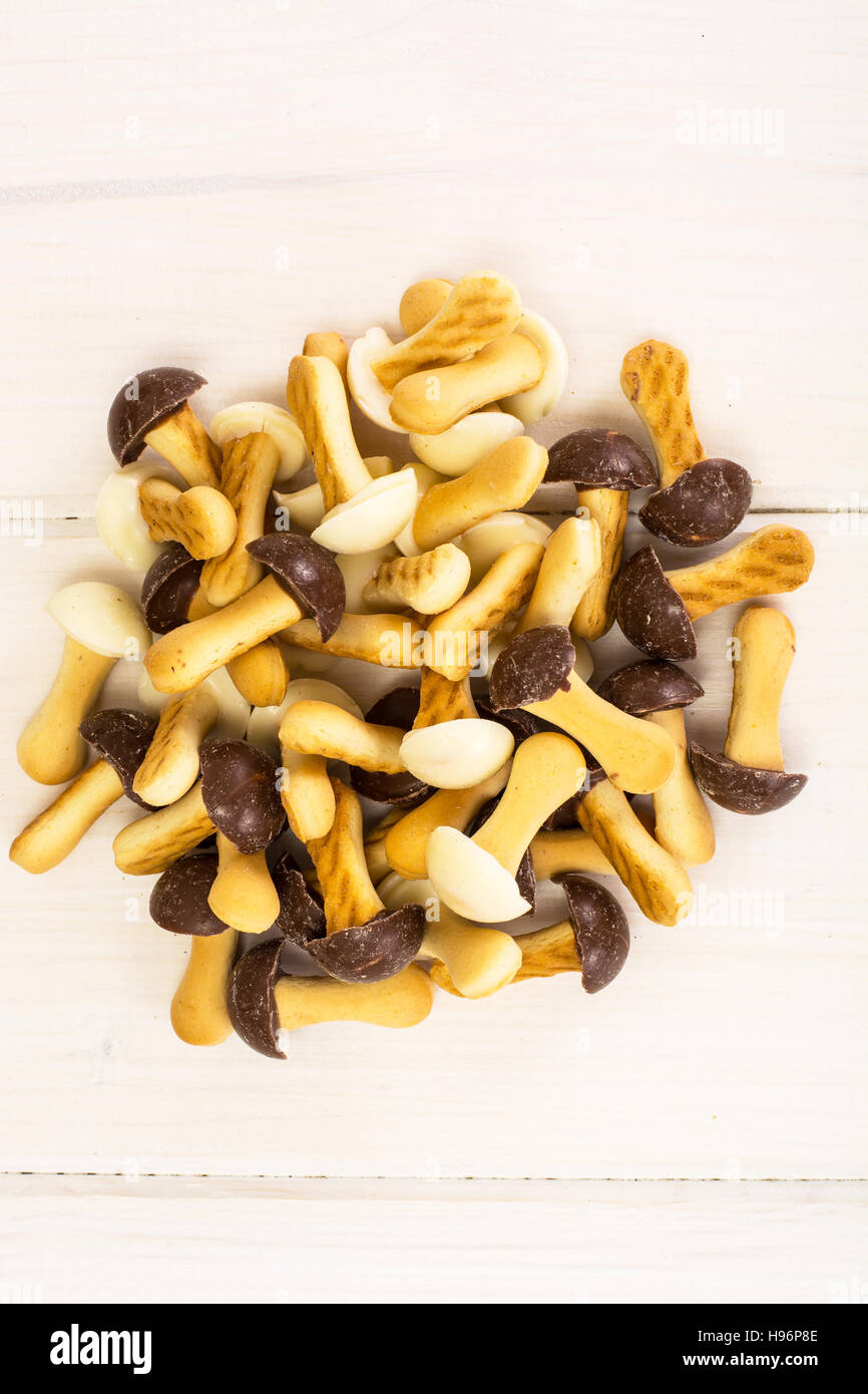 Mushrooms Biscuits on White Background Studio Photo Stock Photo - Alamy