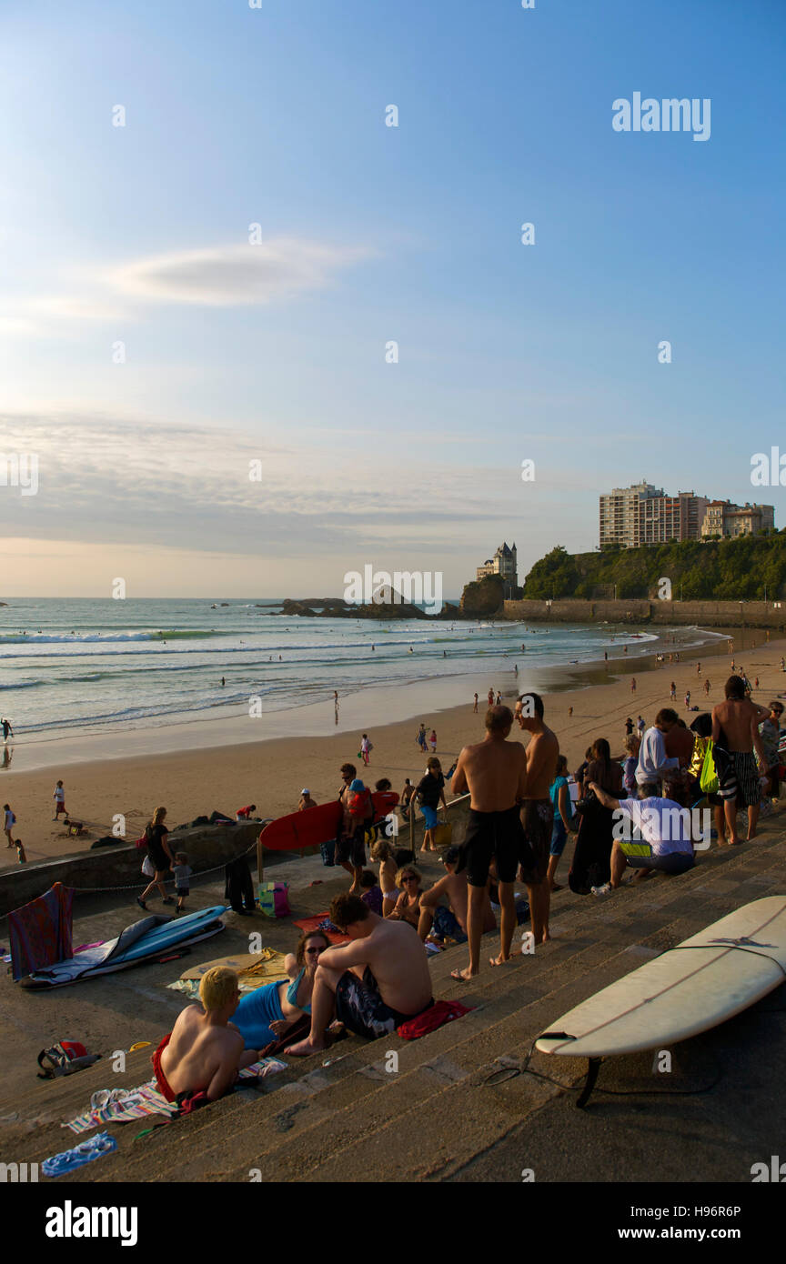 Basque beach in Biarritz, France Stock Photo - Alamy