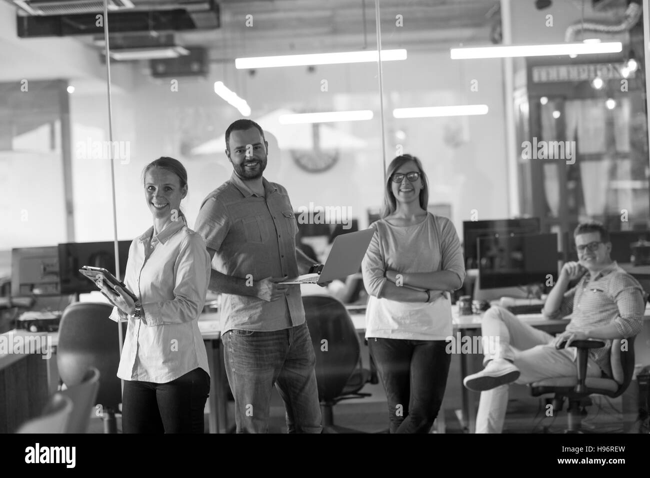 start up business team portrait at modern office interior Stock Photo ...