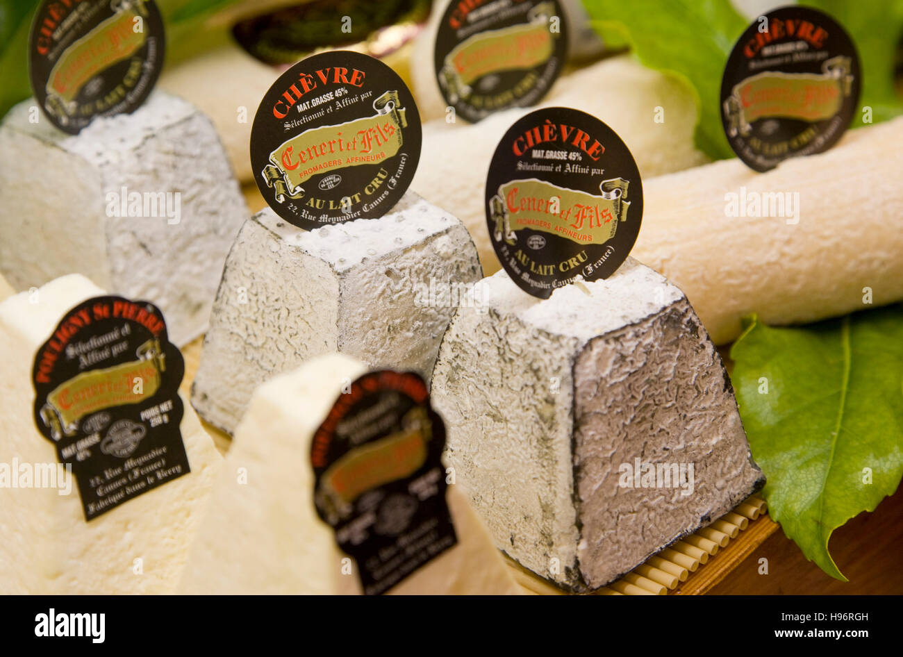 Different cheese specialities, Céneri and Fils cheese store, Rue ...