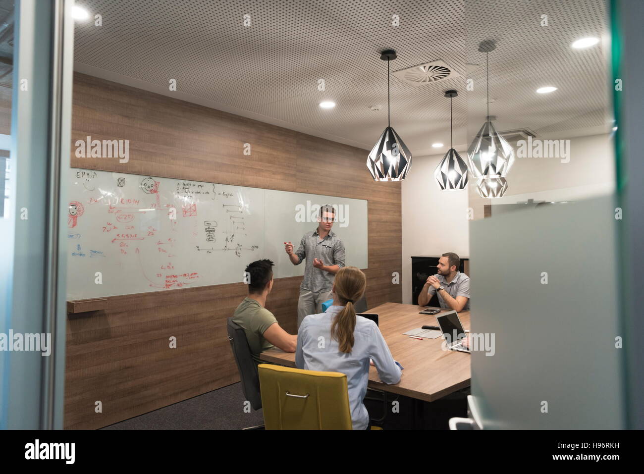 startup business team brainstorming on meeting working on laptop and ...