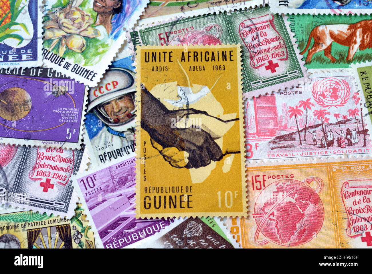 Guinea on stamps Stock Photo - Alamy