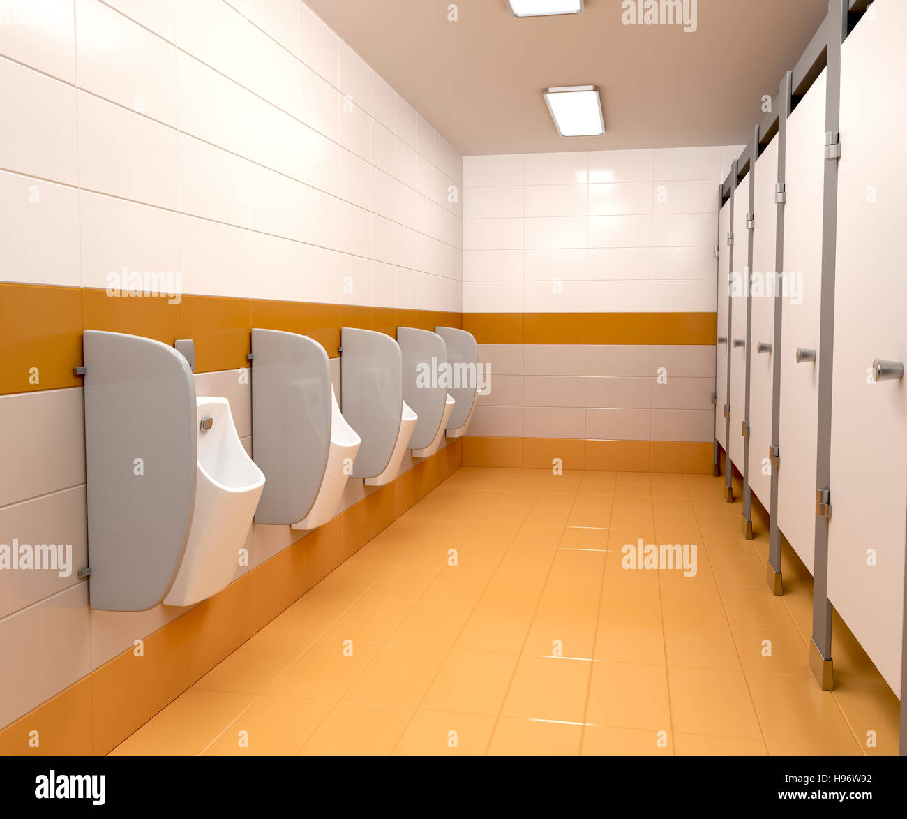 3D illustration of men's public toilet Stock Photo - Alamy