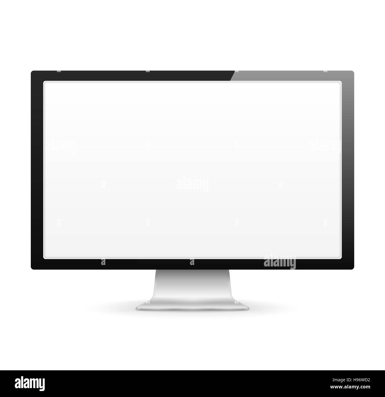 Computer monitor with blank white screen isolated on white backgrond ...
