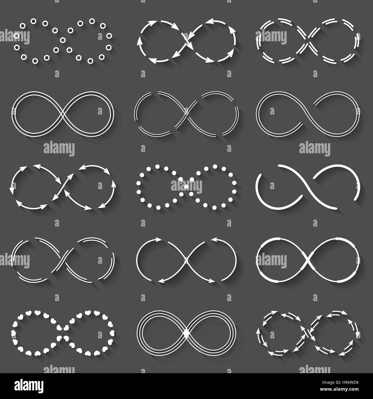 White infinity symbols set with shadows Stock Photo - Alamy