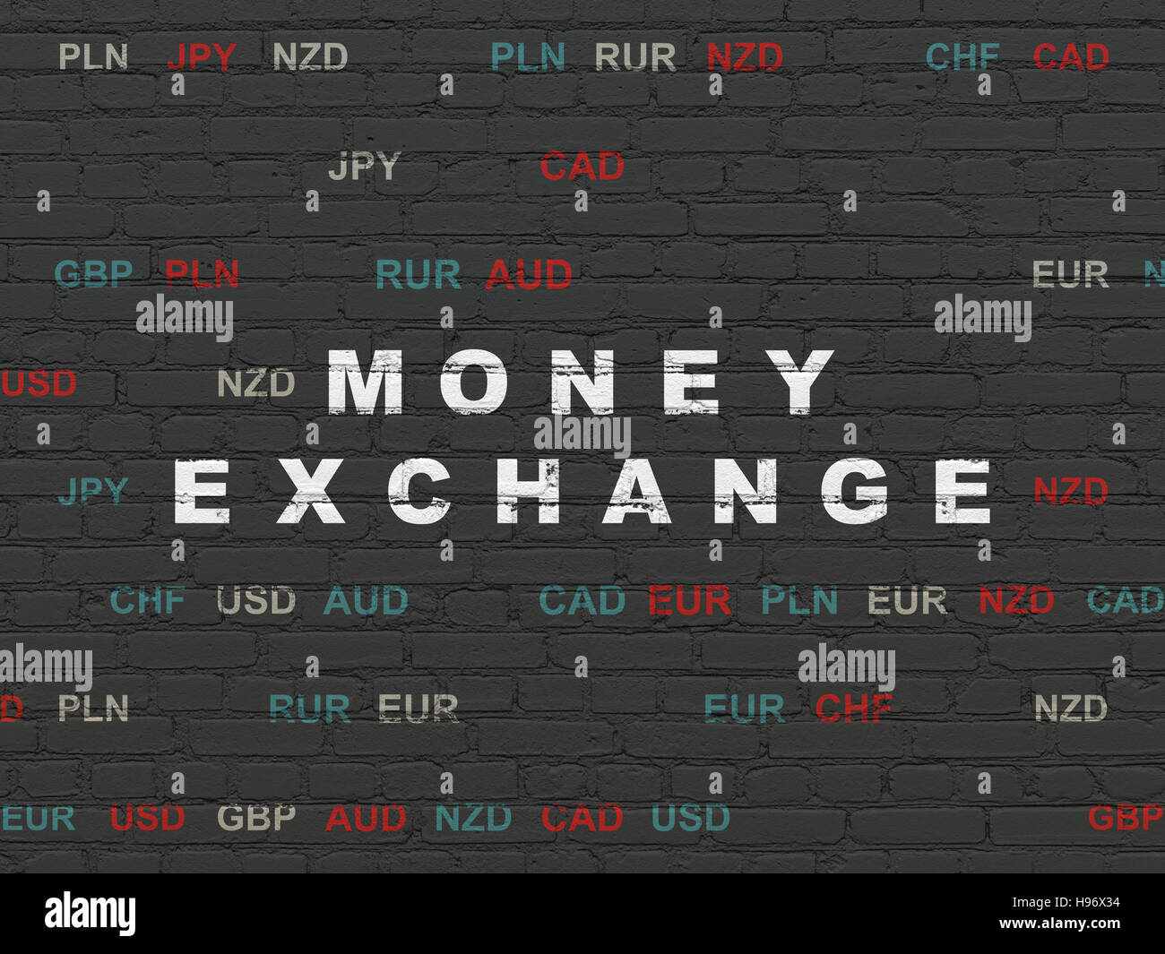 Currency concept: Money Exchange on wall background Stock Photo - Alamy