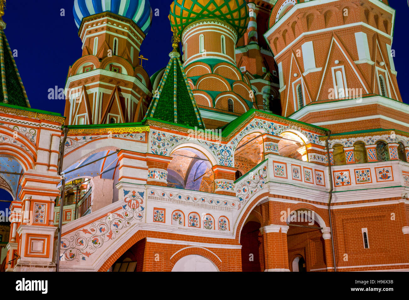 The great traceries on the walls of Saint Basil's Cathedral are made in ...