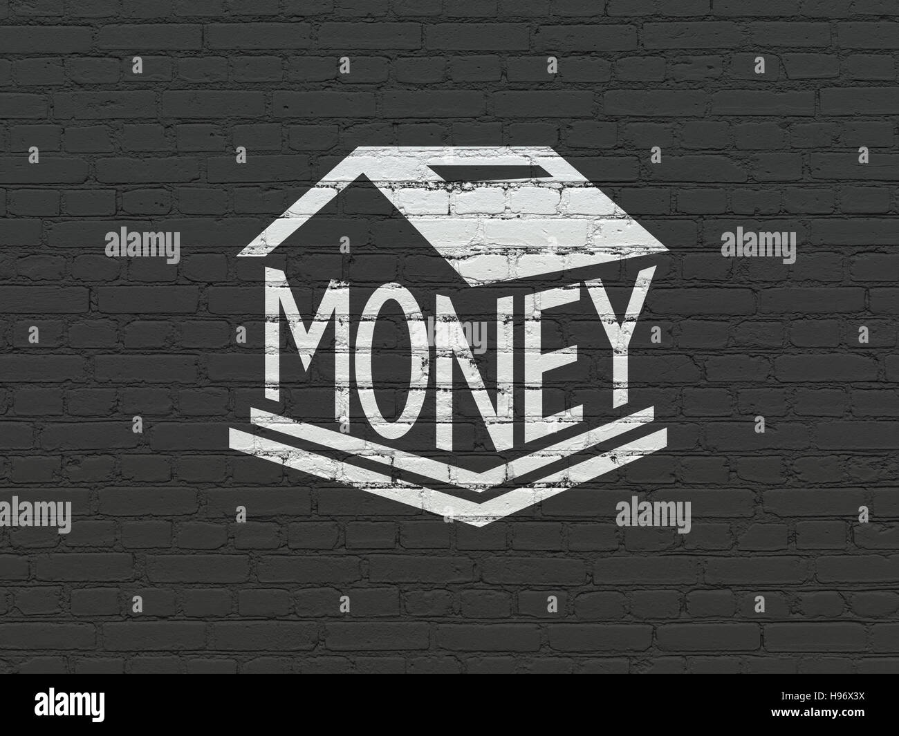 Money concept: Money Box on wall background Stock Photo - Alamy