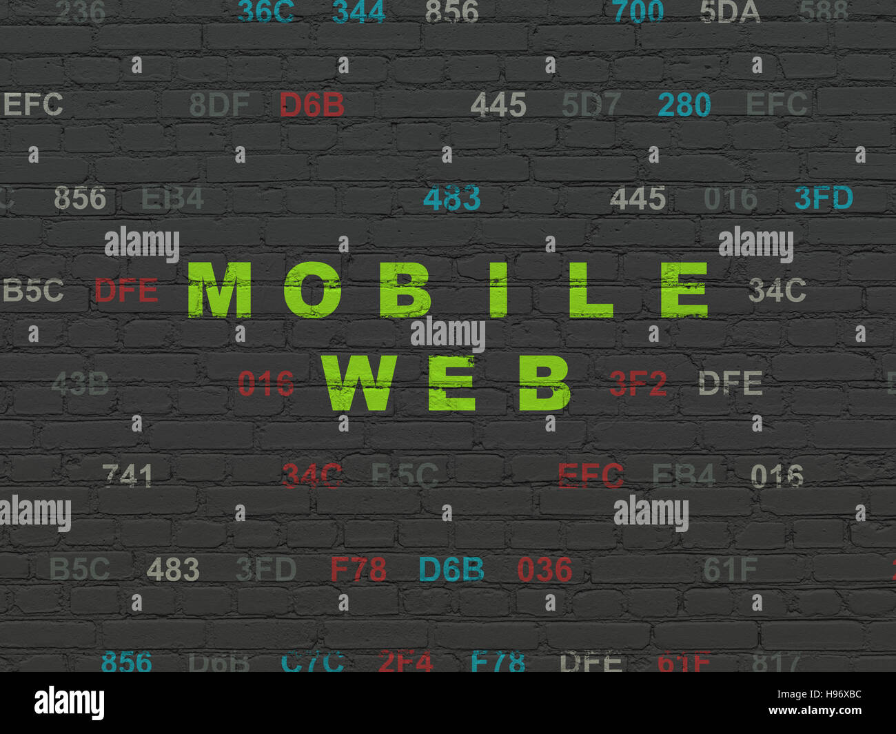 Web design concept: Mobile Web on wall background Stock Photo - Alamy
