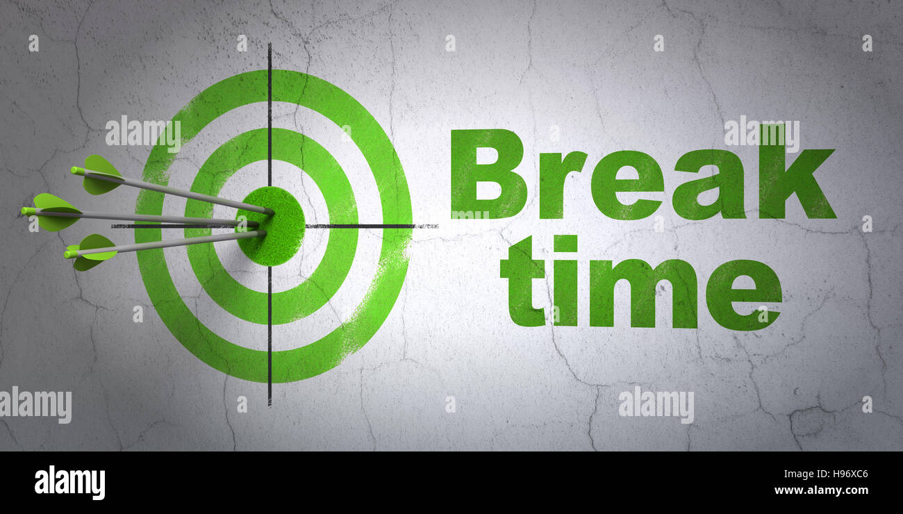 Time concept: target and Break Time on wall background Stock Photo - Alamy