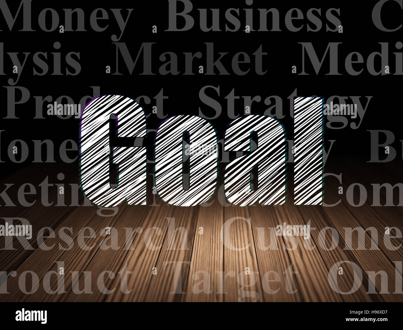 Advertising concept: Goal in grunge dark room Stock Photo - Alamy