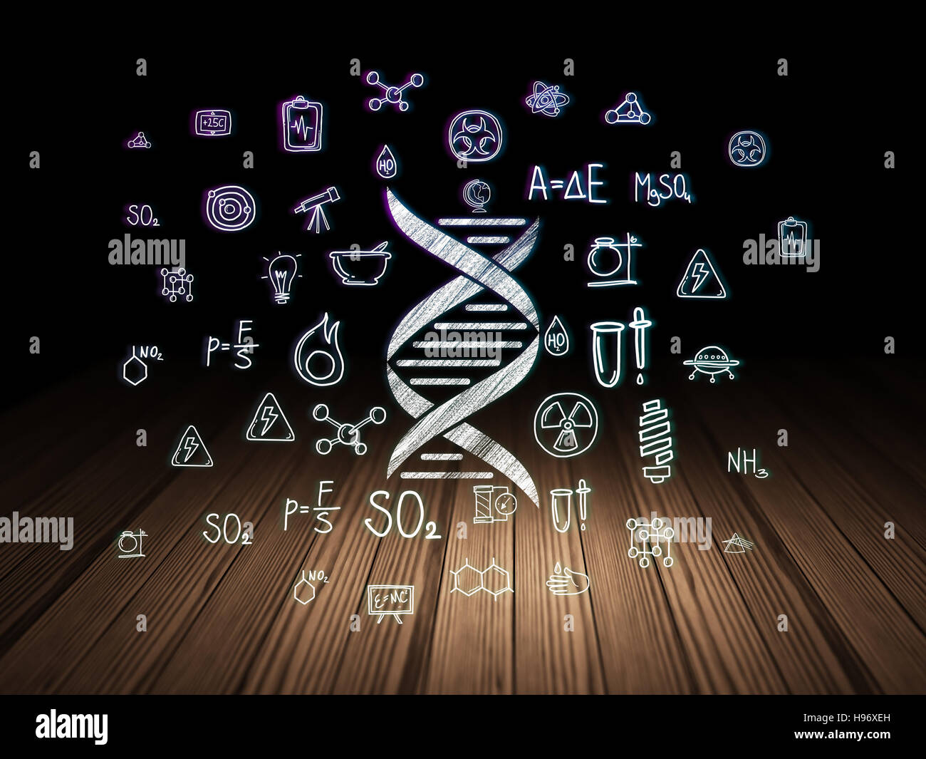 Science concept: DNA in grunge dark room Stock Photo - Alamy