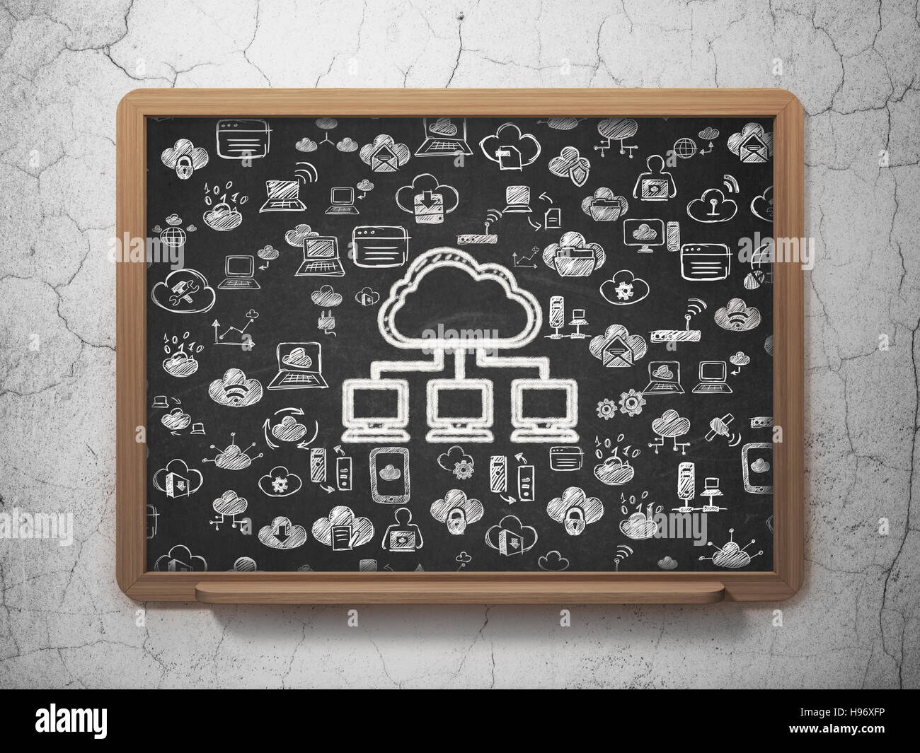 Cloud networking concept: Cloud Network on School board background ...