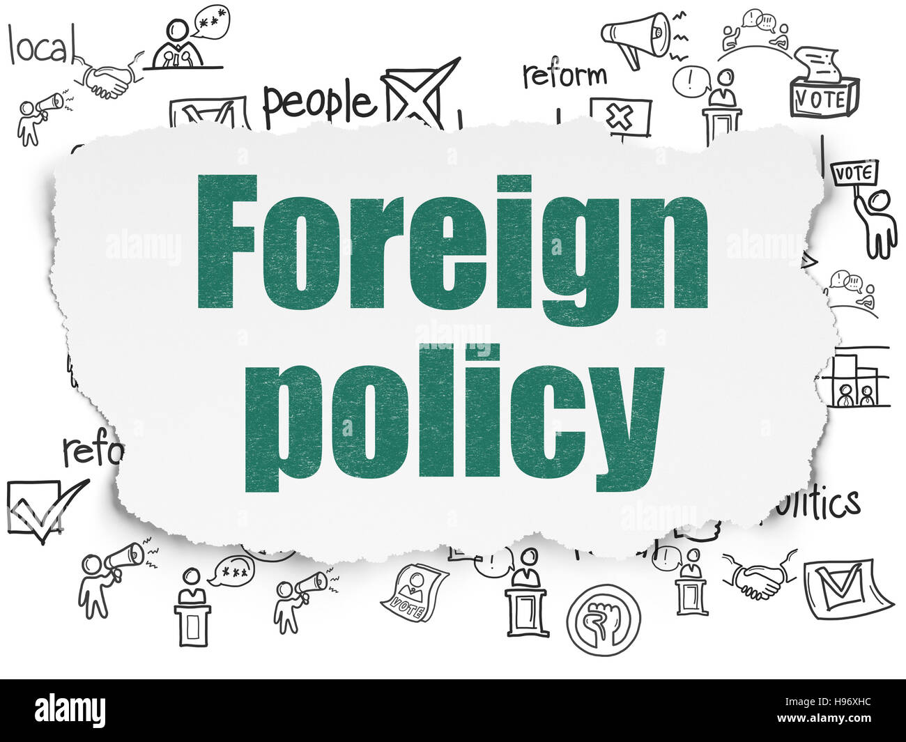 Political concept: Foreign Policy on Torn Paper background Stock Photo ...