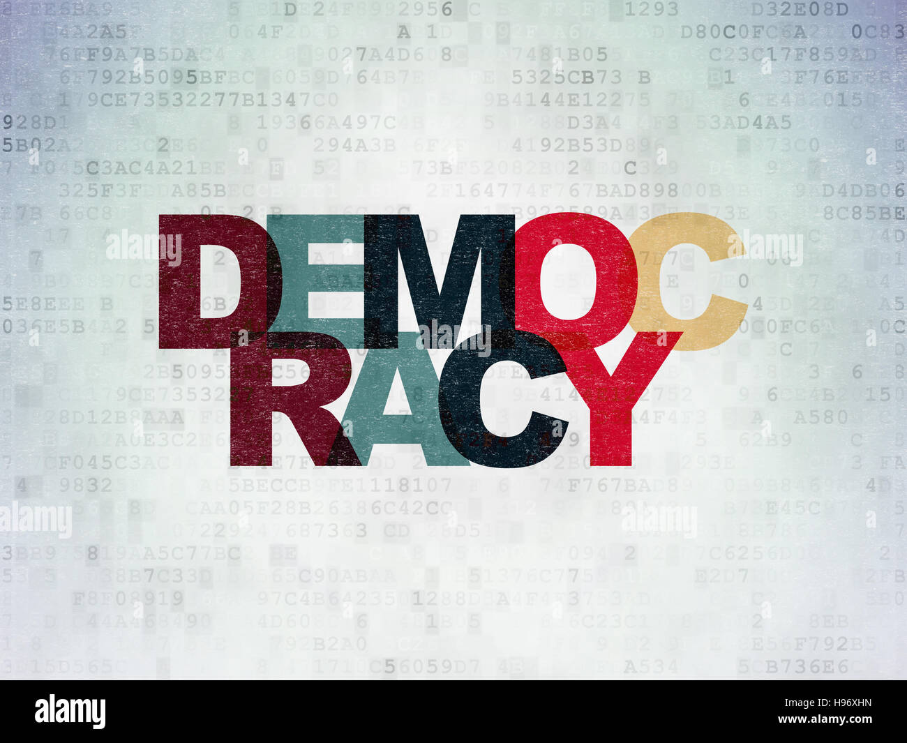 Political concept: Democracy on Digital Data Paper background Stock ...