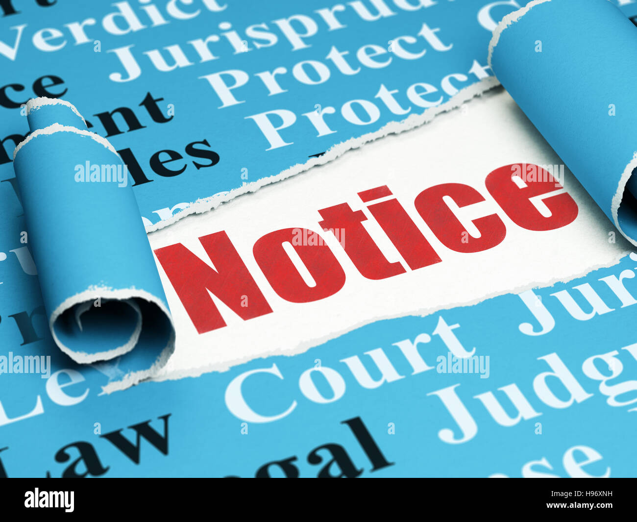 Law concept: red text Notice under the piece of torn paper Stock Photo ...