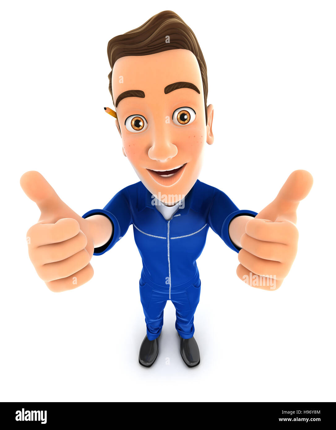 3d mechanic thumbs up, illustration with isolated white background ...