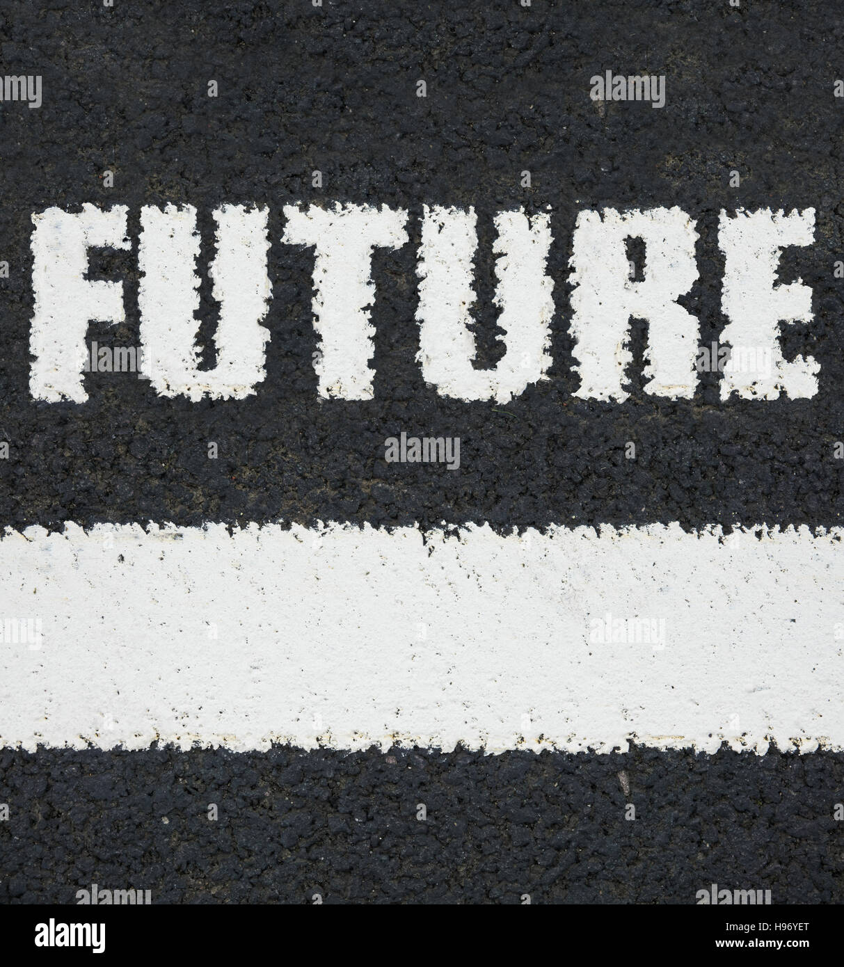 White Road Markings With The Word Future Stock Photo - Alamy