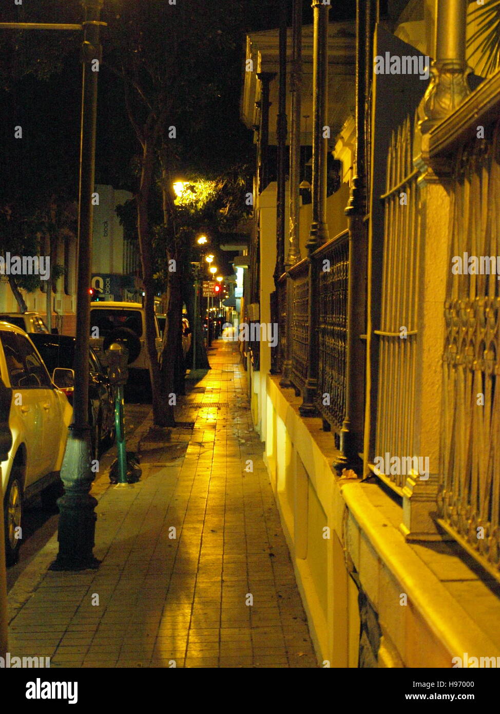 Empty Sidewalk At Night