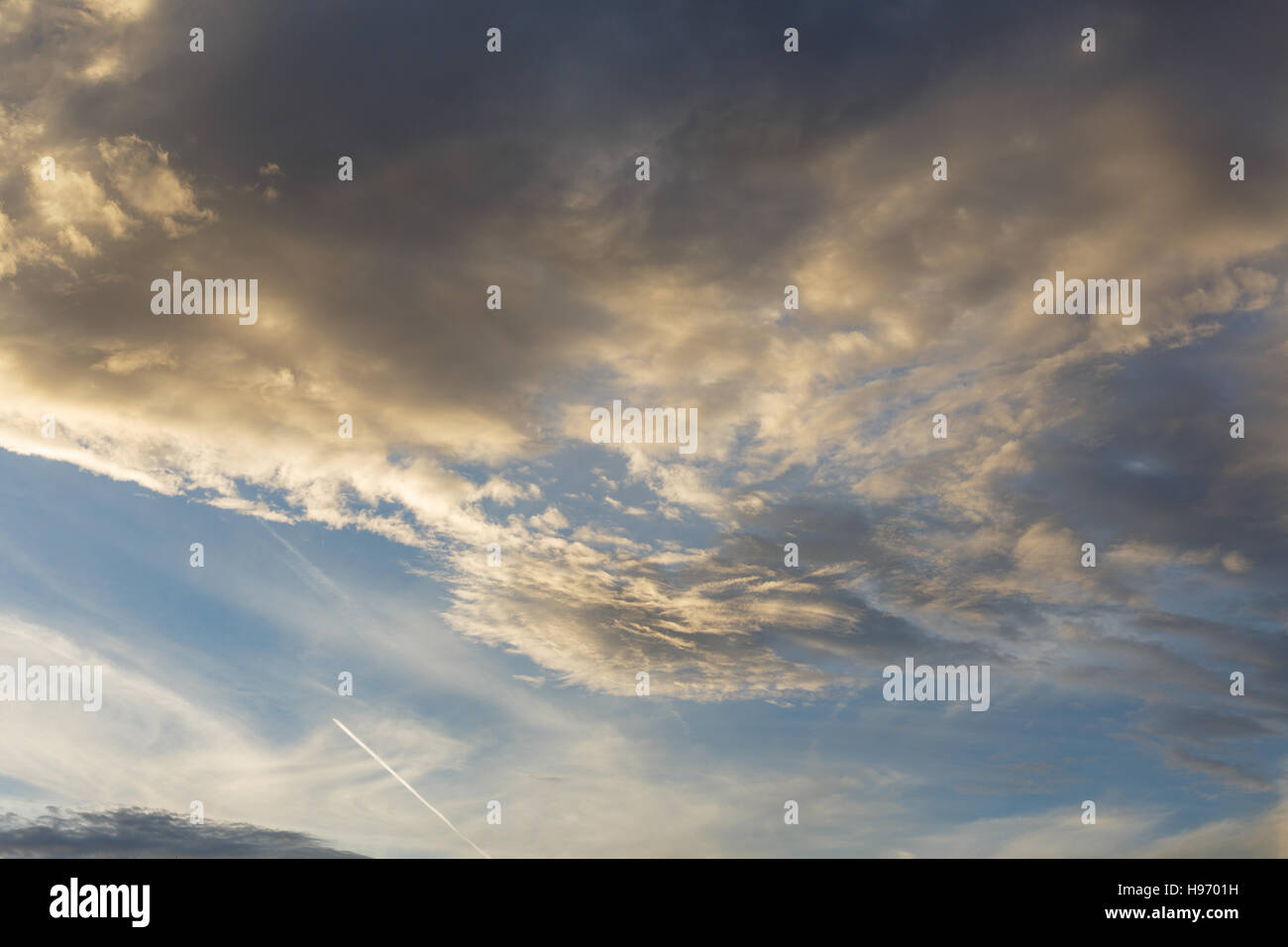 Cumulus clouds against a blue sky. Partly Cloudy. Anticyclone. Weather ...