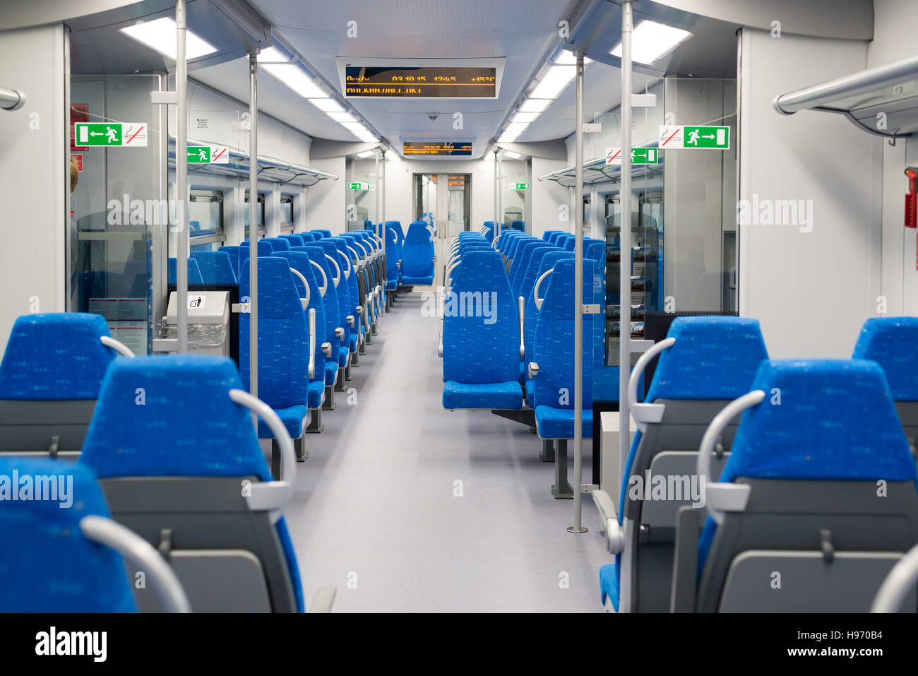 Interior high speed electric train in Moscow, Russia Stock Photo - Alamy