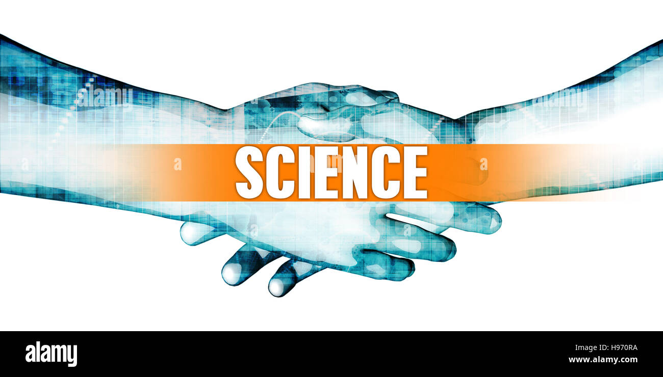 Science Concept with Businessmen Handshake on White Background Stock ...