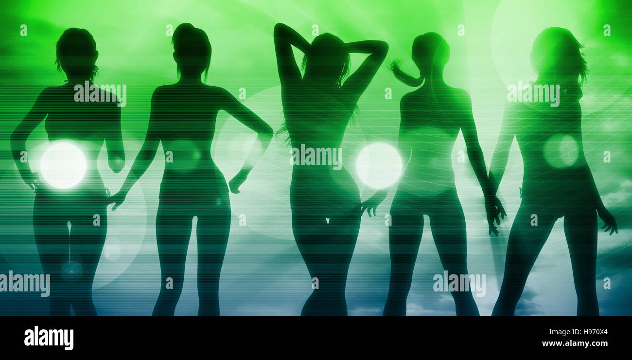 Disco Party Girls Celebrating a Special Night Out Stock Photo - Alamy