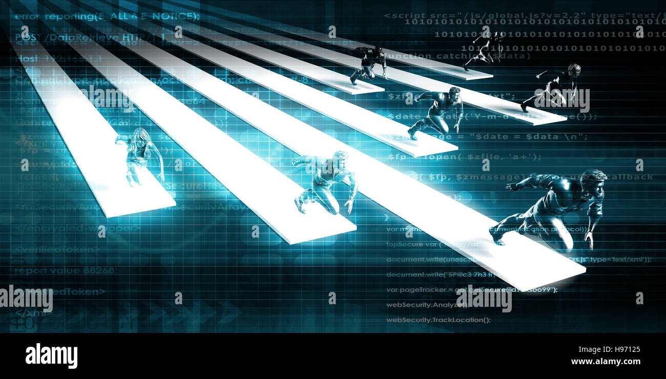 Career Growth with Corporate Business People Running to Success Stock ...