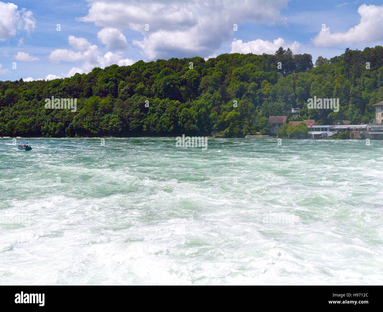 Rein waterfall in Switzerland, Schaffhausen - stormy waves Stock Photo ...