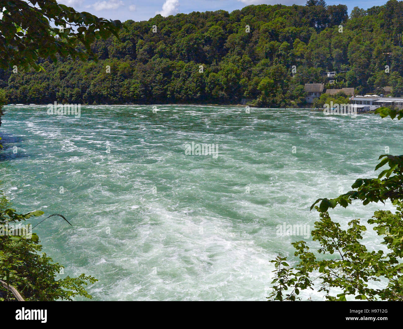 Rein waterfall in Switzerland, Schaffhausen - stormy waves Stock Photo ...
