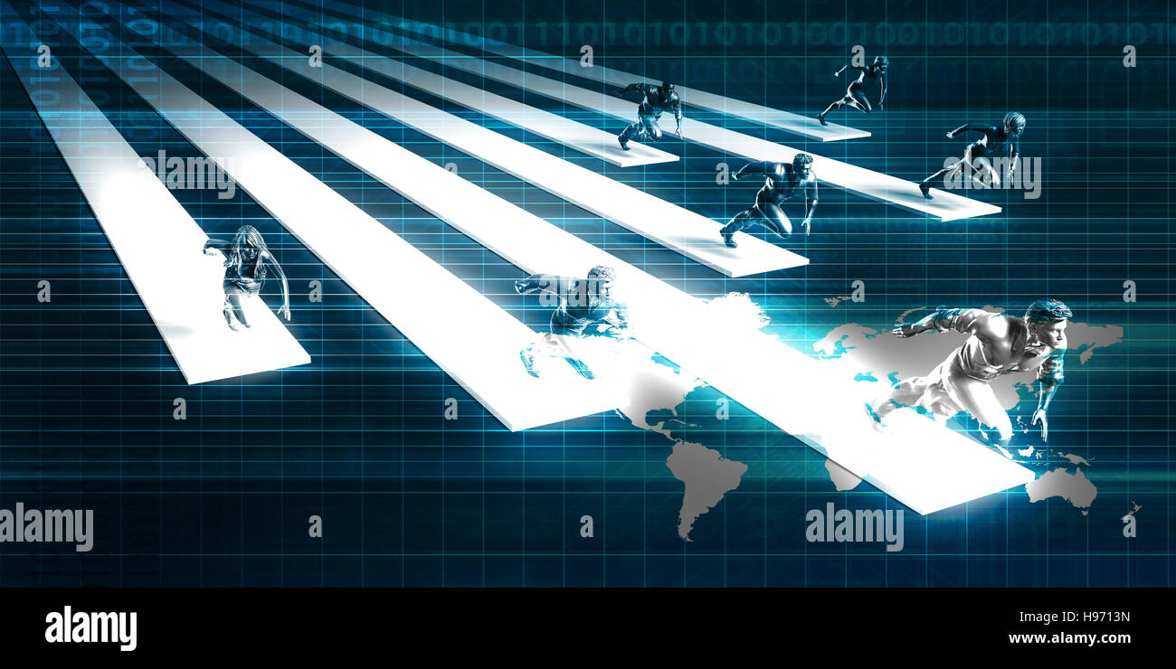 Business People Working Together and Running in the Same Direction ...