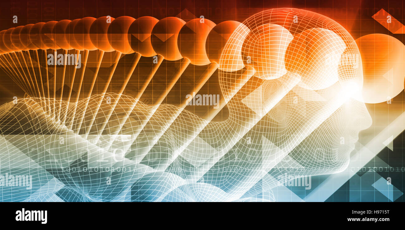 Biotechnology Concept Art with Human Body and Genetic Molecule Stock ...