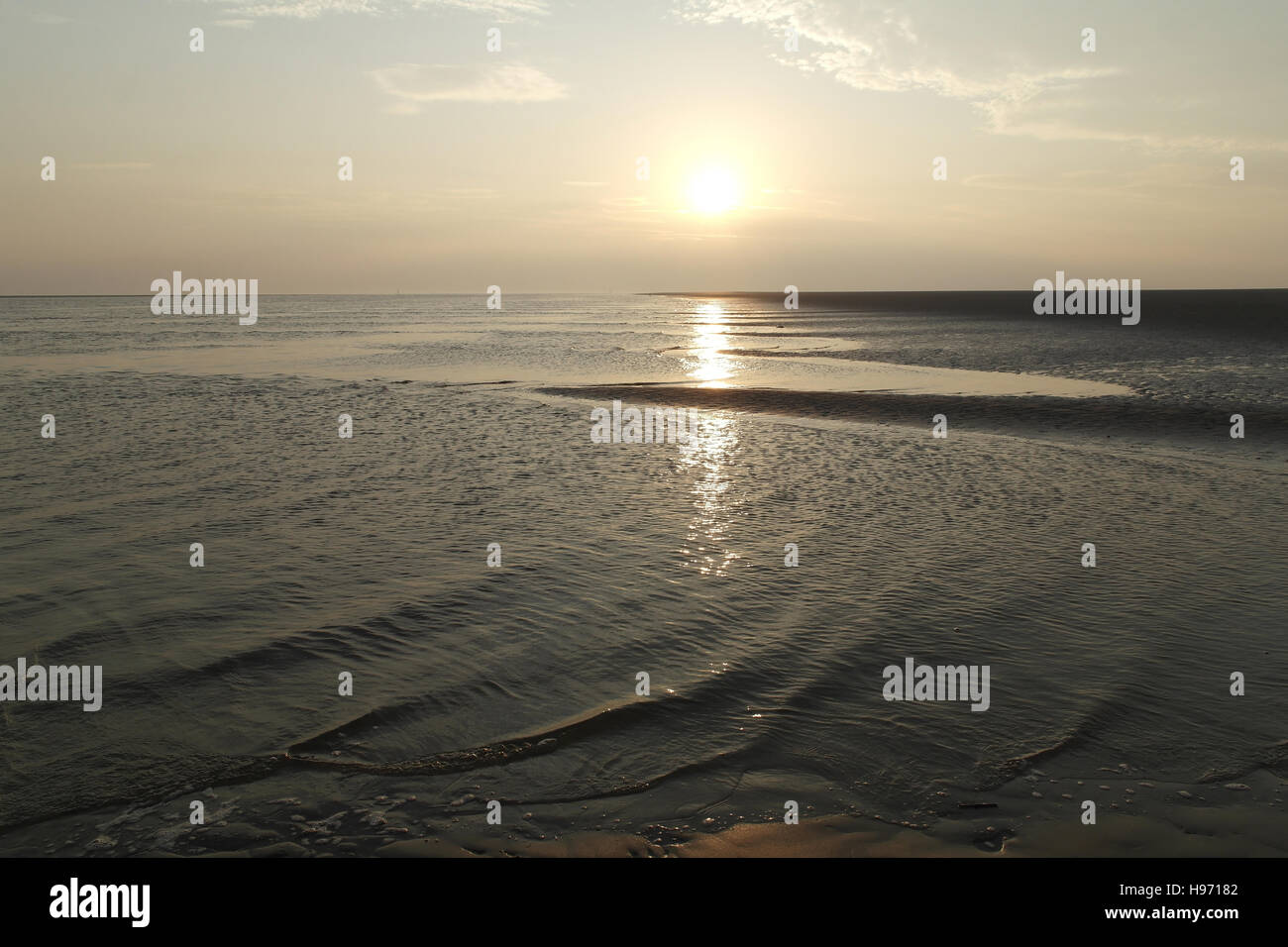 River low water channel river ribble mid distance extending background ...