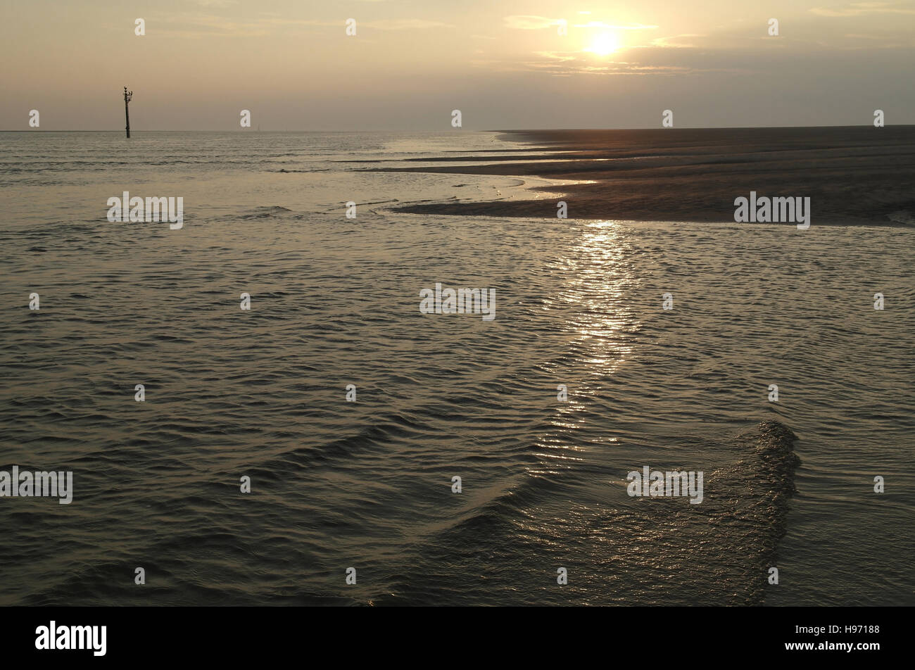 River low water channel river ribble mid distance extending background ...