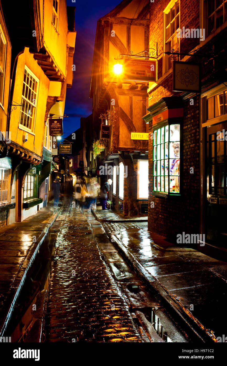The Shambles at Night, York Stock Photo - Alamy